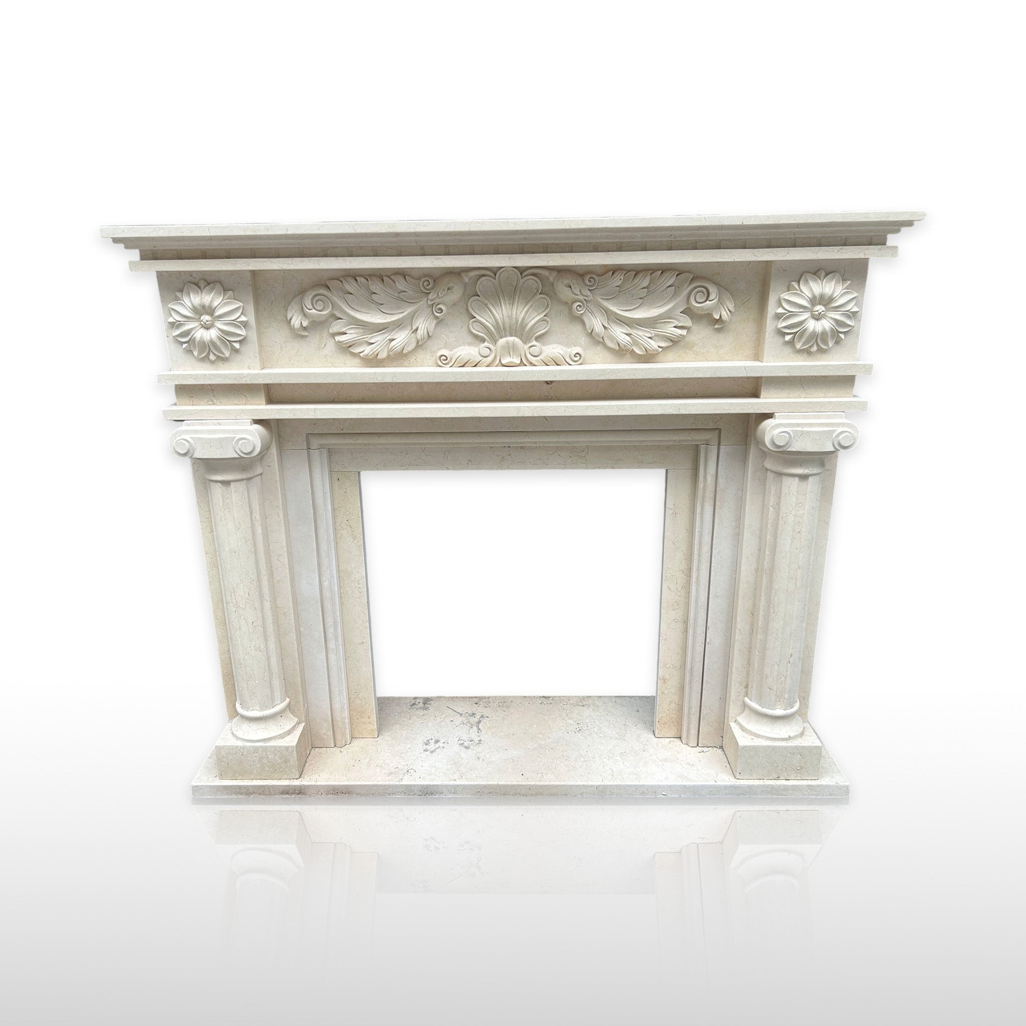Custom Marble Mantel | Provincial Shell Frieze 66.14" Width x 50.00" T ...