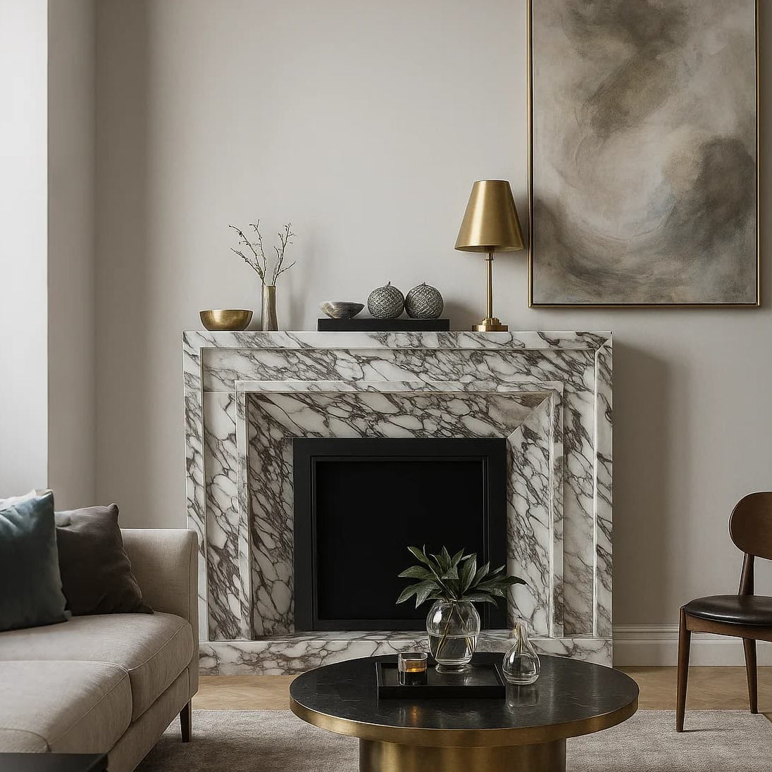 Large Arabescato Marble Fireplace and Surround – Marblebee