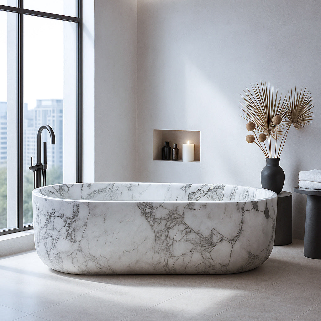 Marblebee Marble bathtub Arabescato White Marble