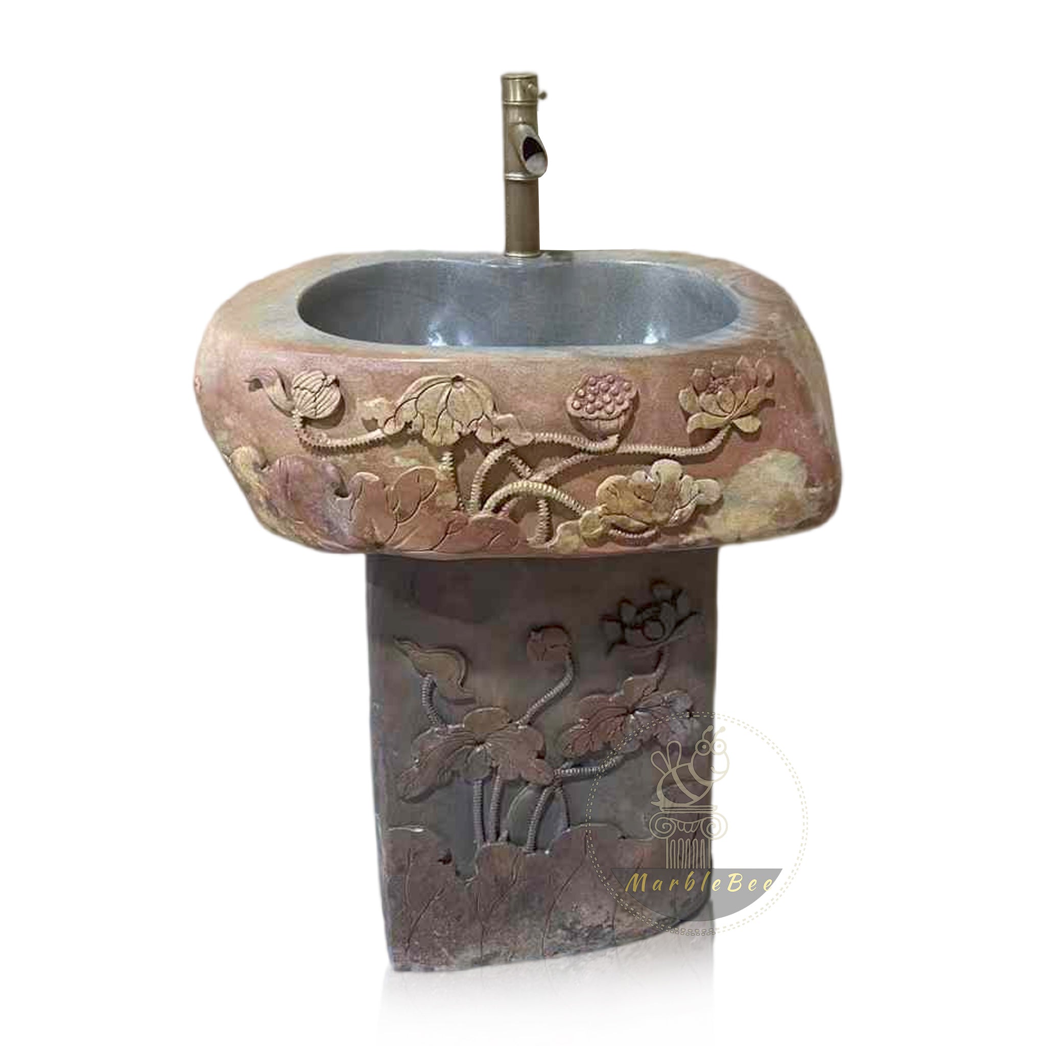 Marblebee Natural Stone Modern Pedestal Sink