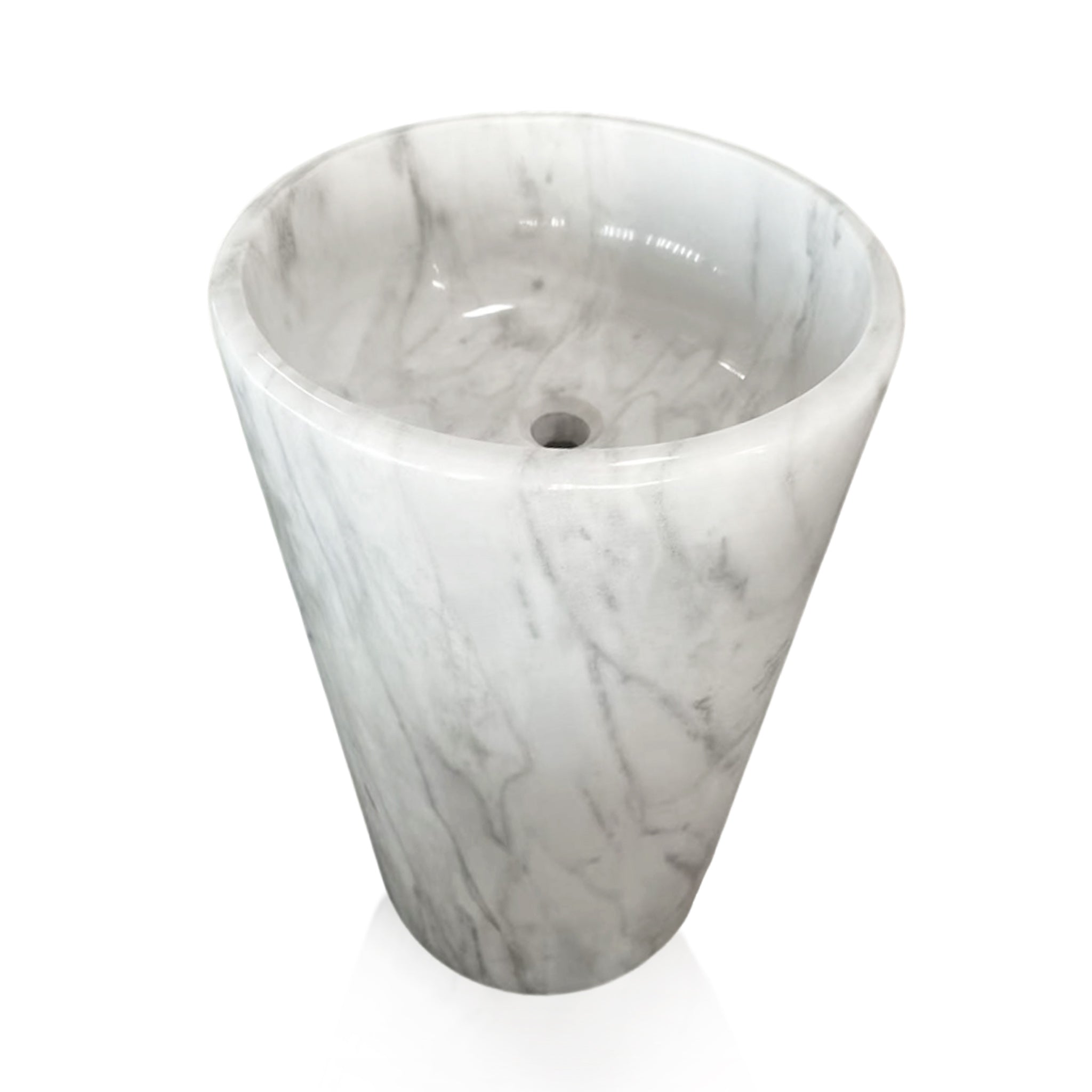 Marblebee Carrara Marble pedestal sink