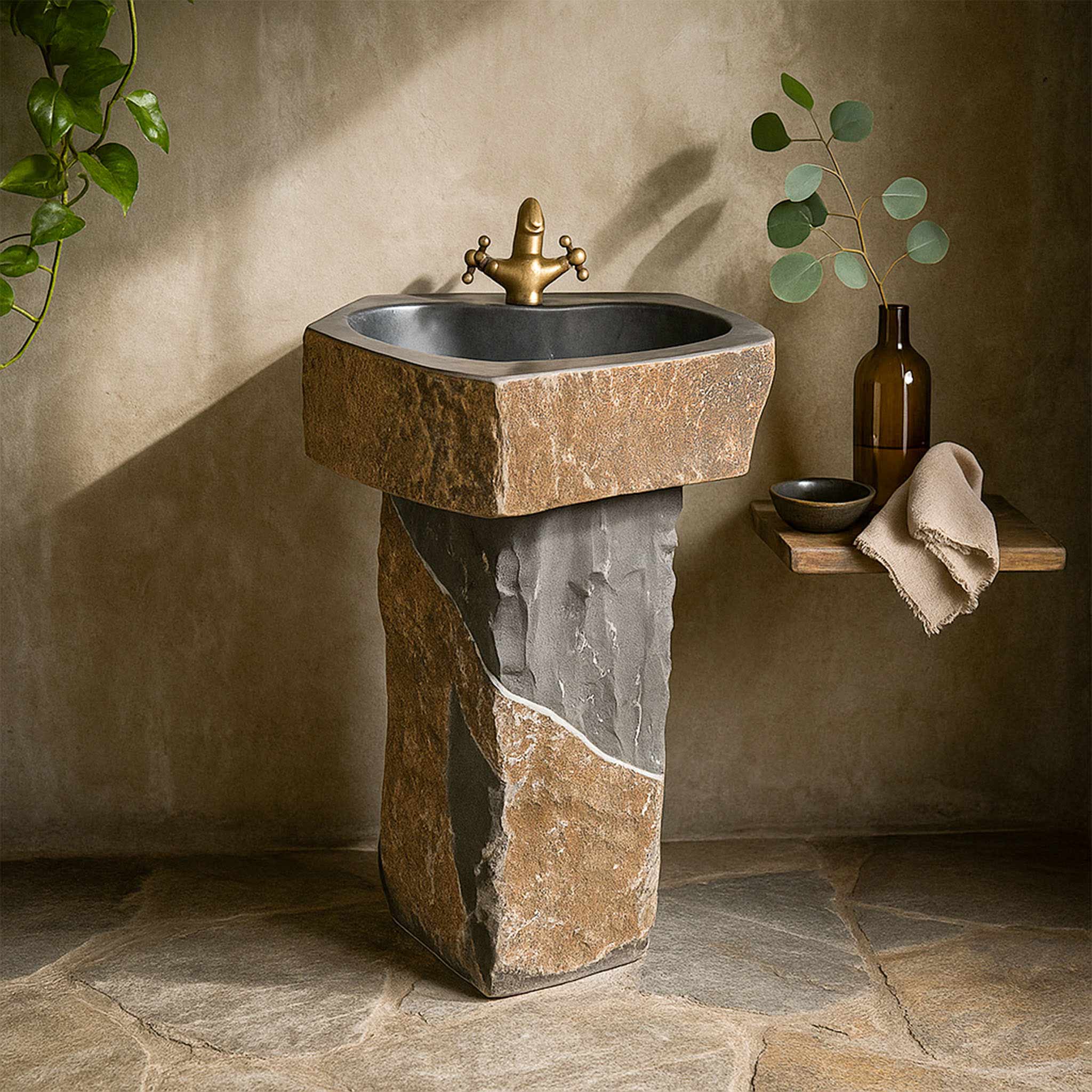 Marblebee Stone Basin Pedestal