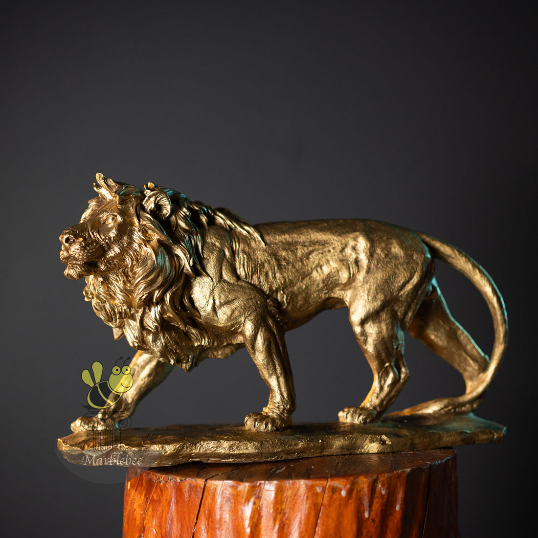 Bronze Lion statuette with golden color coating