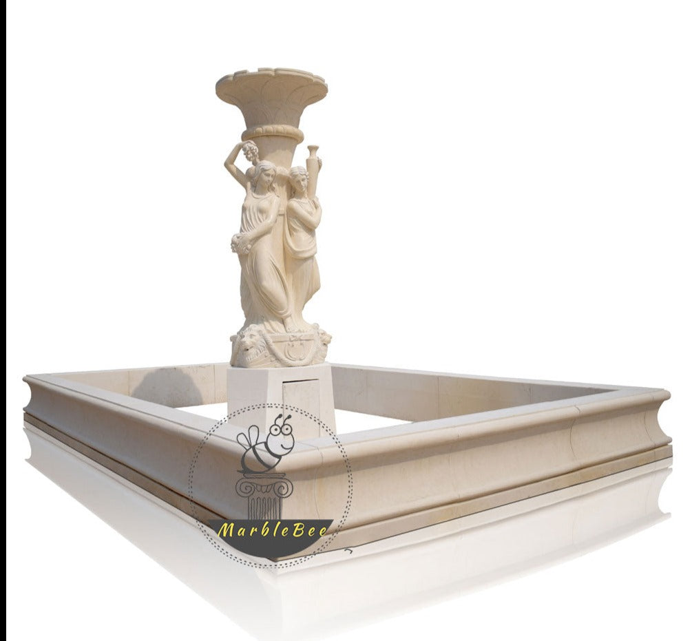 Marble fountain with rectangular pool surround – Marblebee