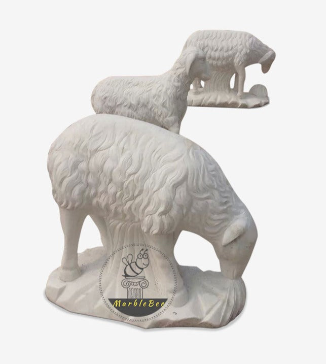 Flock of sheep life-size stone sculpture – Marblebee
